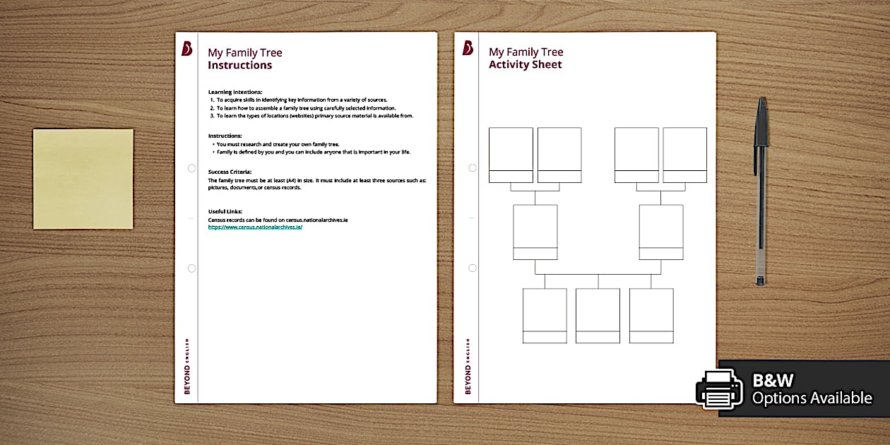 My Family Tree Activity Sheet Junior Cycle | Twinkl