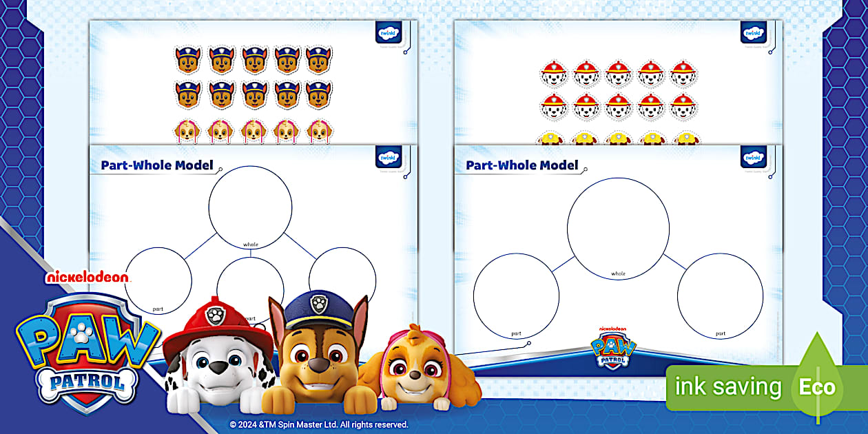 FREE! - 👉 PAW Patrol: Part-Whole Model Template And Counters
