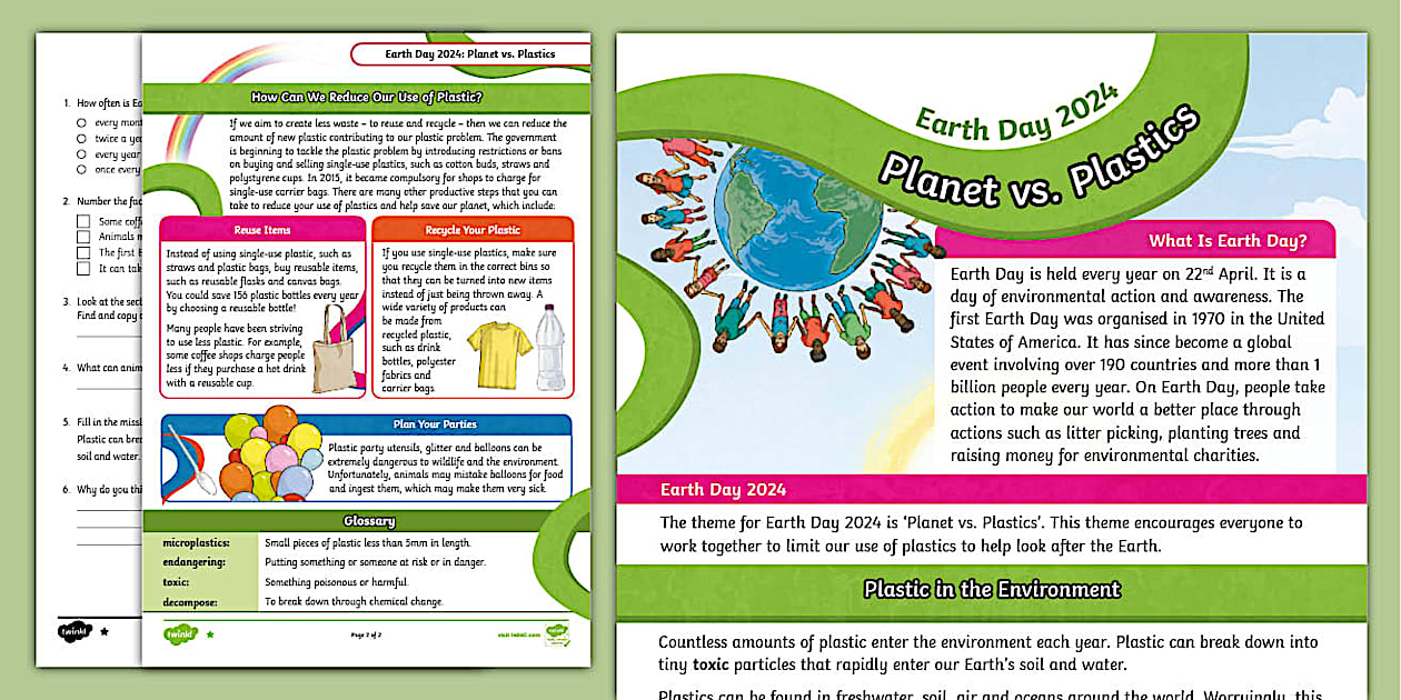 Earth Day Reading Comprehension - UKS2 (teacher made)