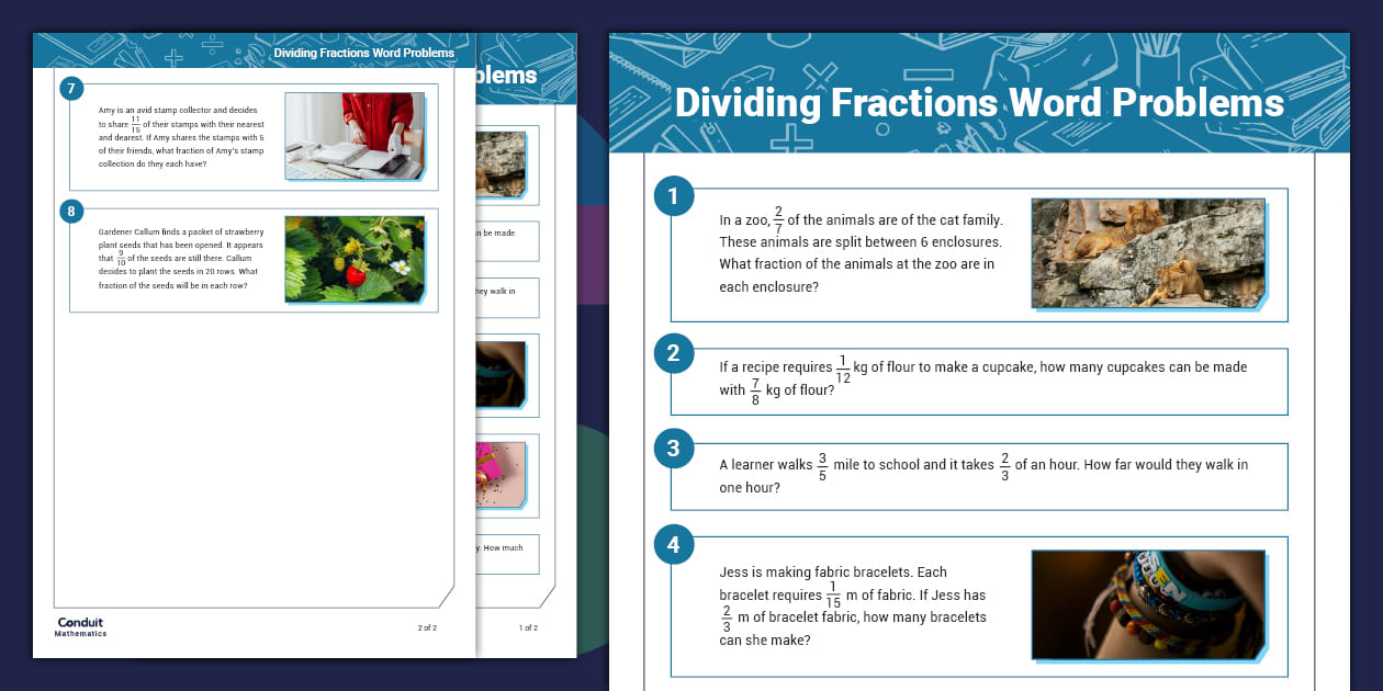 Dividing Fractions Word Problems (teacher made) - Twinkl