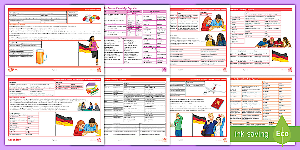 German Foundation Tier Knowledge Organiser Bumper Pack