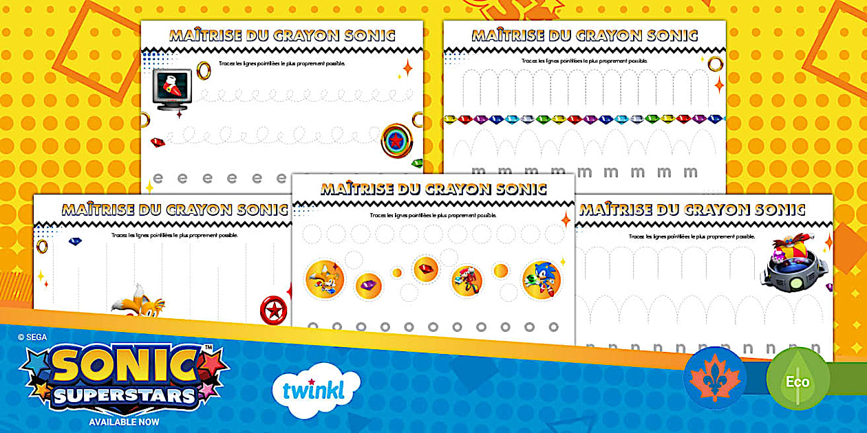 FREE! - Sonic: Pencil Control Activities French - Twinkl