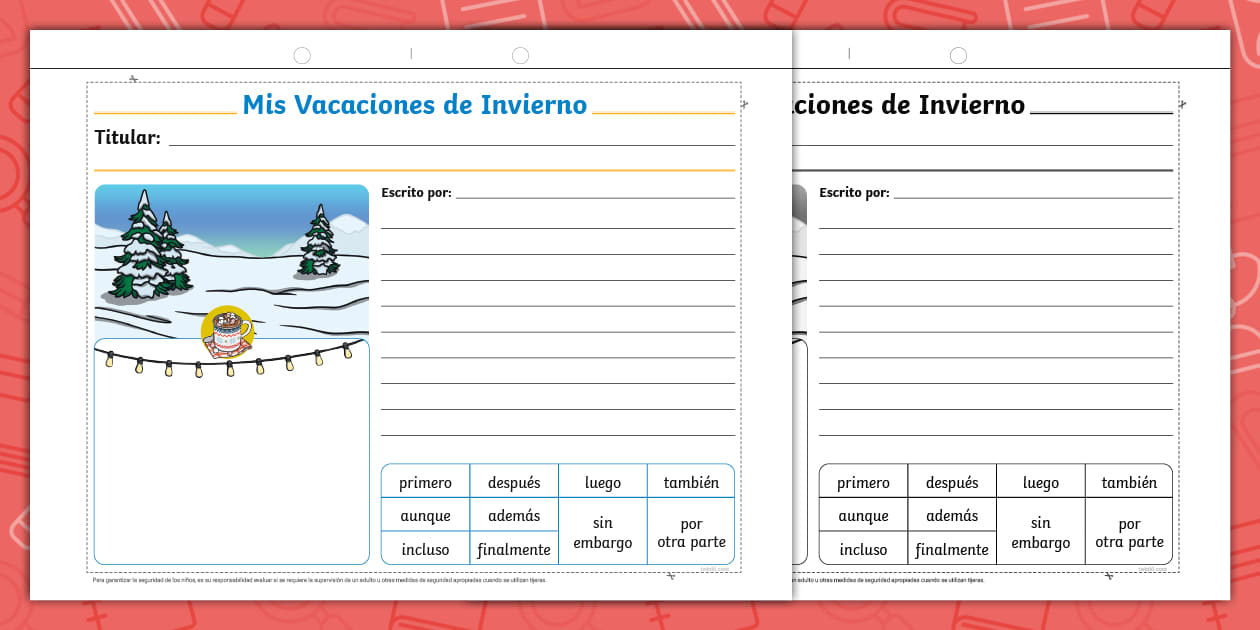 Guía de Trabajo: Escritura de Noticia - Vacaciones de Invierno