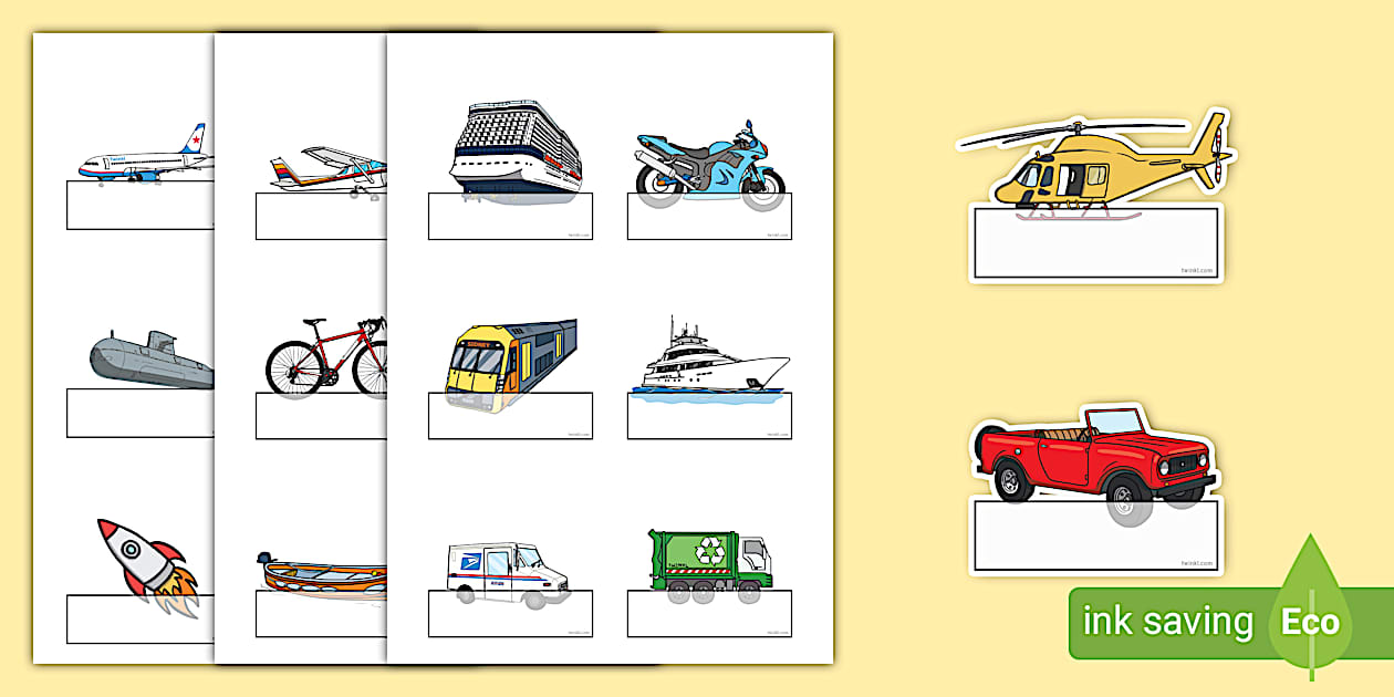 Editable Self-Registration Labels (Transport) (Teacher-Made)