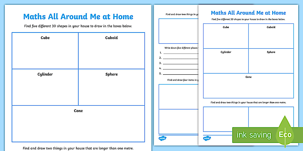 Maths All Around Me 1st/2nd Class Home Worksheet - Twinkl