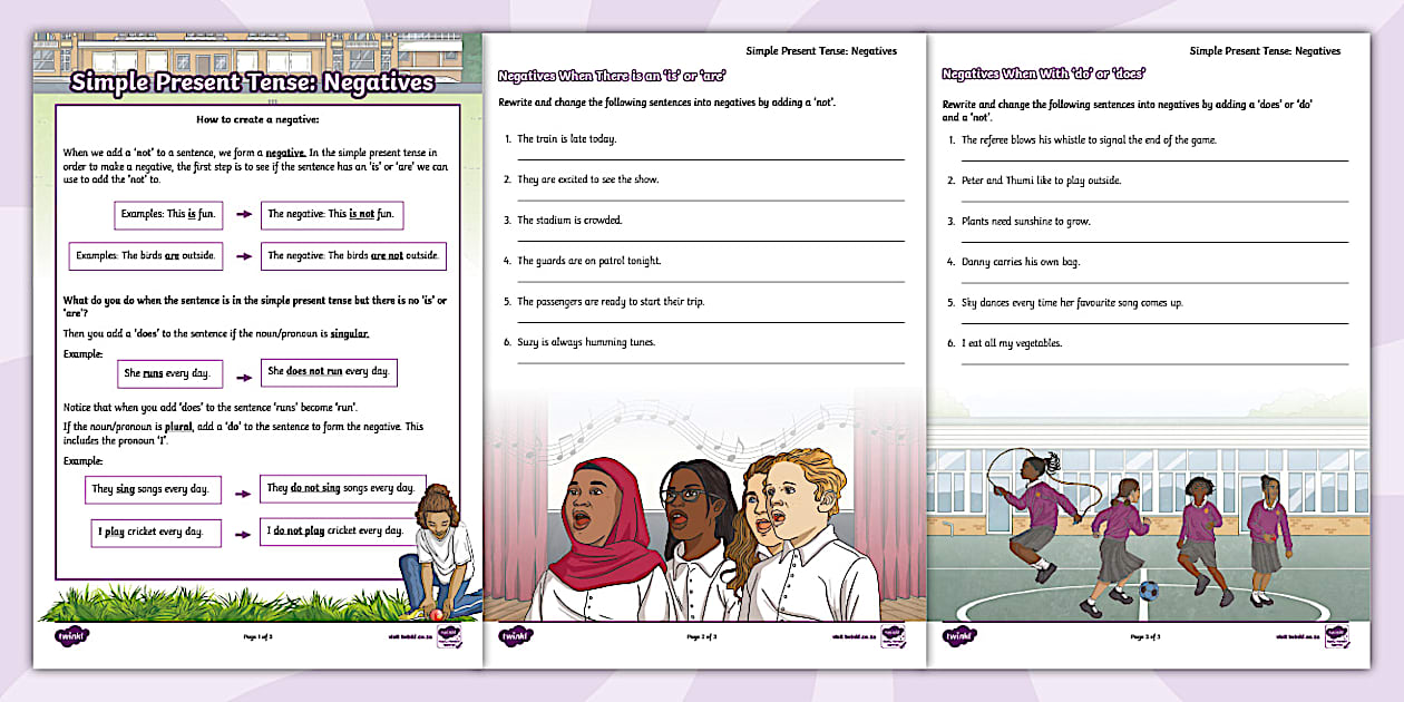 Intermediate Phase - English - Simple Present Tense: Negatives - Activity