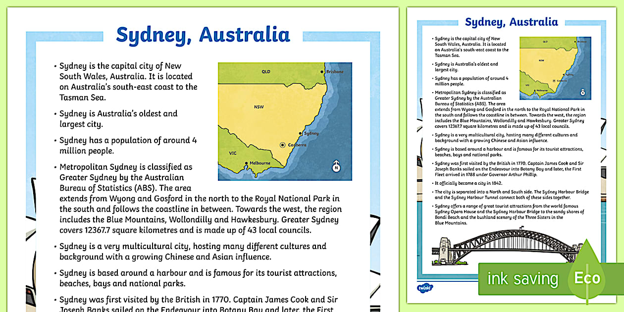 Sydney Fact File - Australian Learning Resources - Twinkl