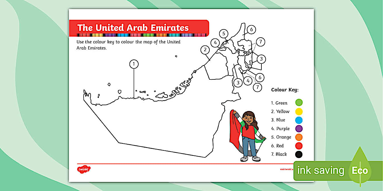 UAE Colour by Numbers (teacher made) - Twinkl