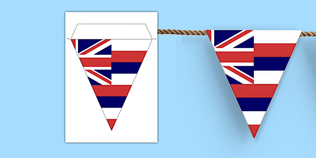 Hawaii Flag Display Bunting (teacher made) - Twinkl