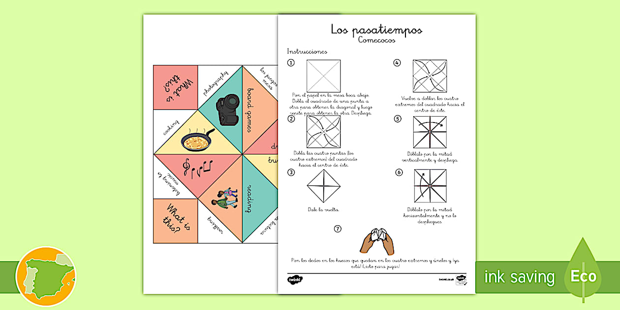 A1 Comecocos: Los pasatiempos - Inglés