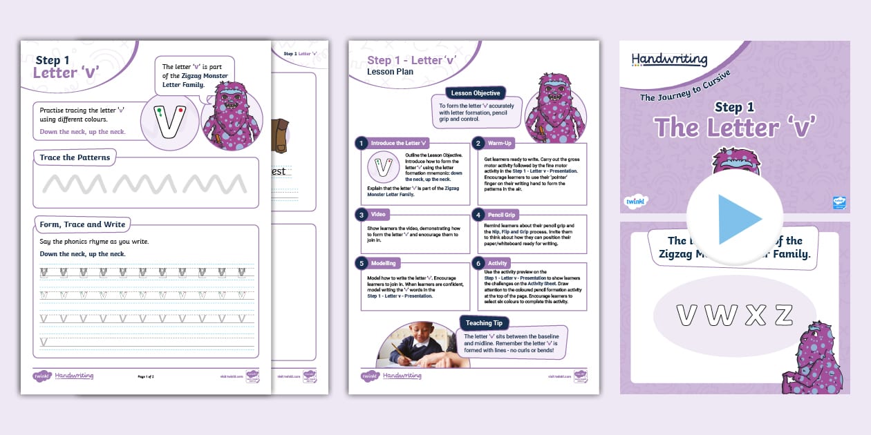 Twinkl Handwriting Scheme: Step 1 Letter 'v' Pack