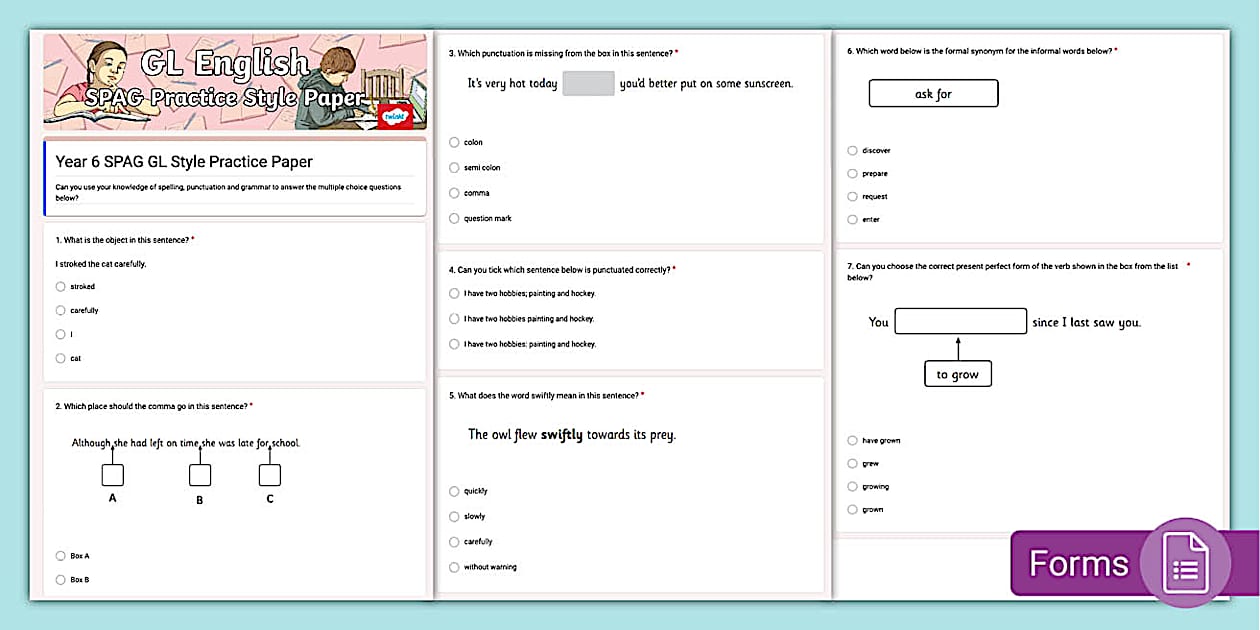 Year 6 SPAG GL Style Practice Paper (teacher made) - Twinkl