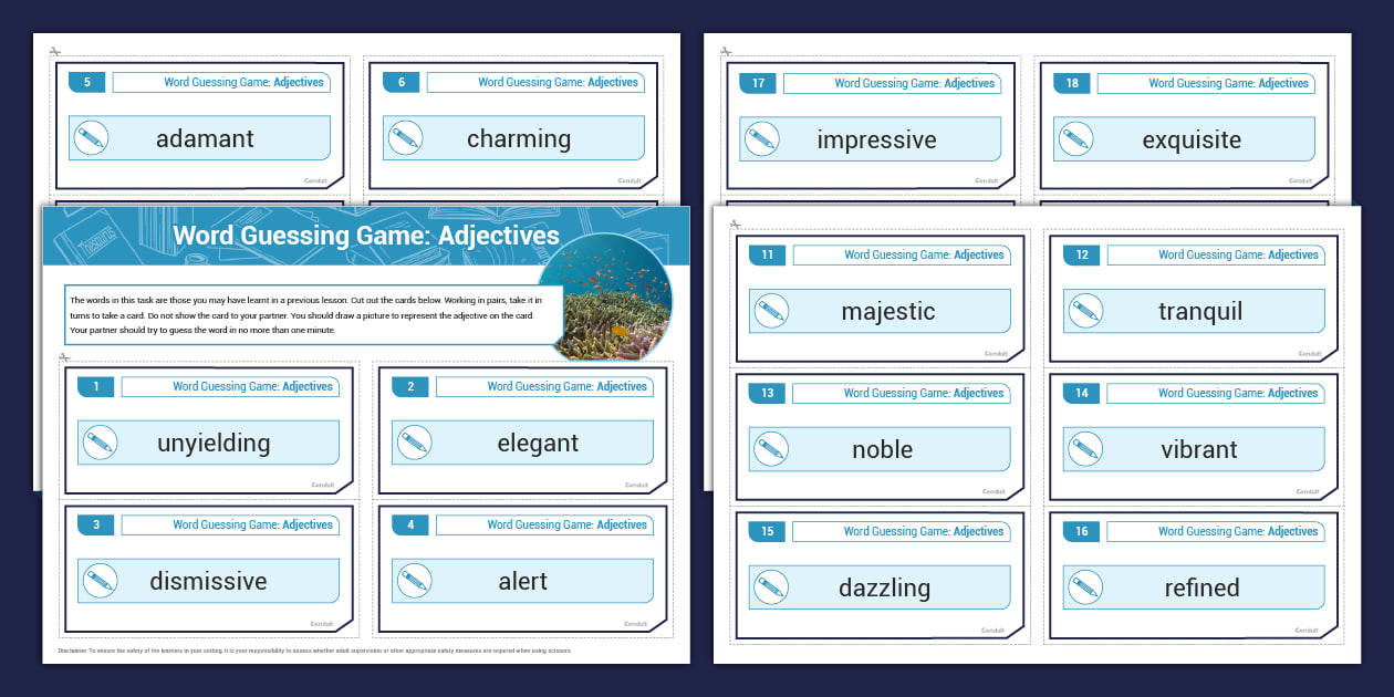 Word Guessing Game: Adjectives (l'enseignant a fait)