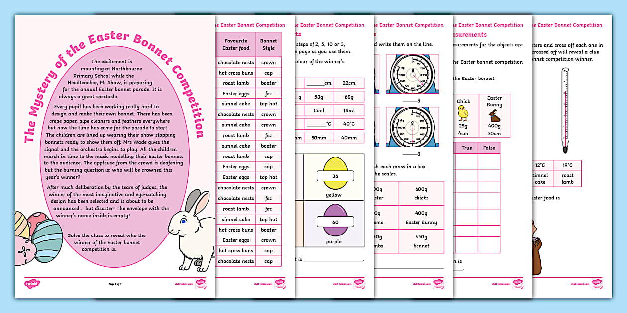 Year 2 Maths Mystery of the Easter Bonnet Competition