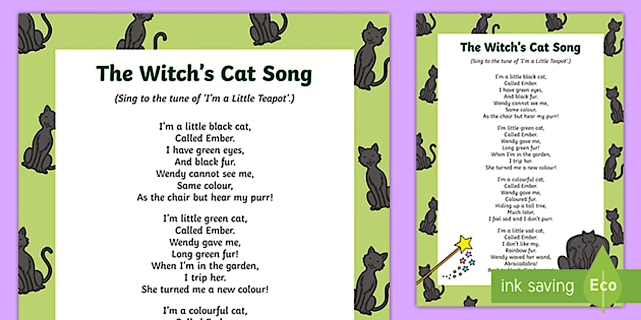 The Witch's Cat Song Sheet (Hecho por educadores) - Twinkl