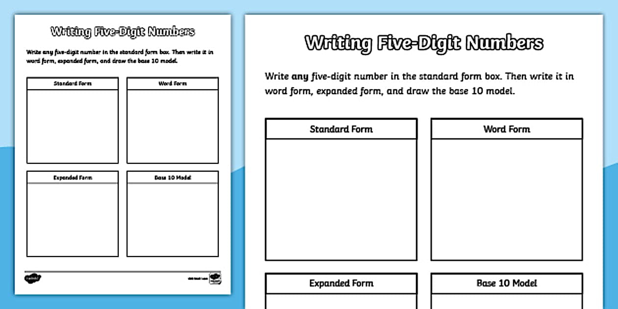 Place Value: Writing Five-Digit Numbers Worksheet - Twinkl