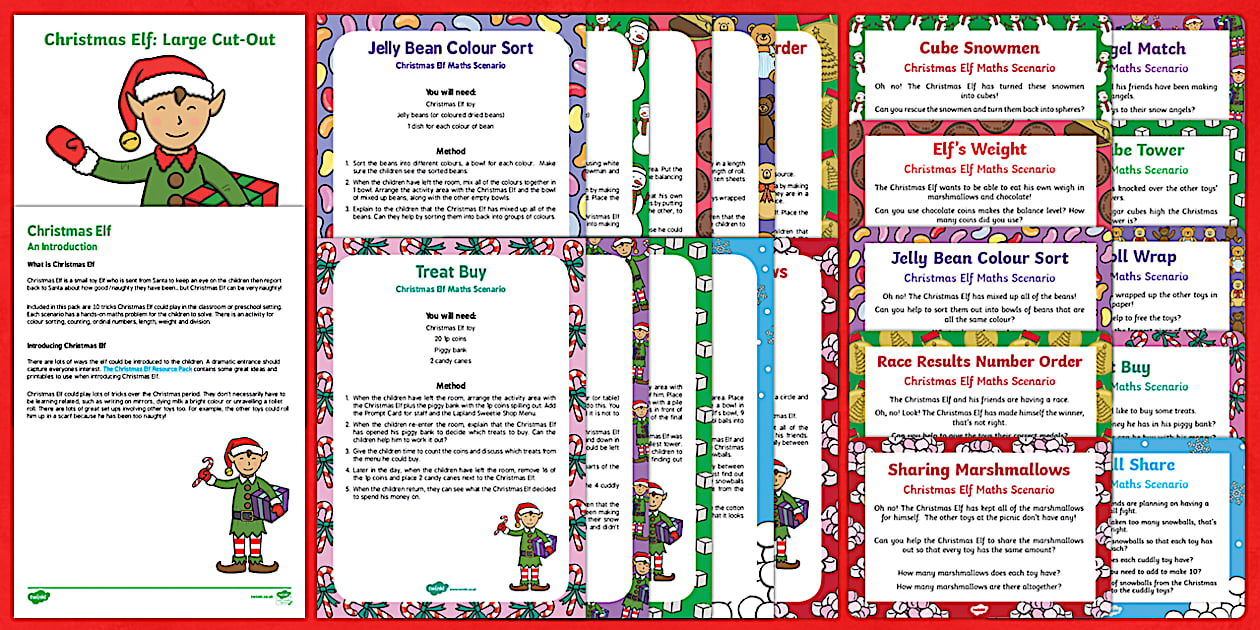 EYFS Christmas Elf Maths Scenarios Resource Pack - Twinkl