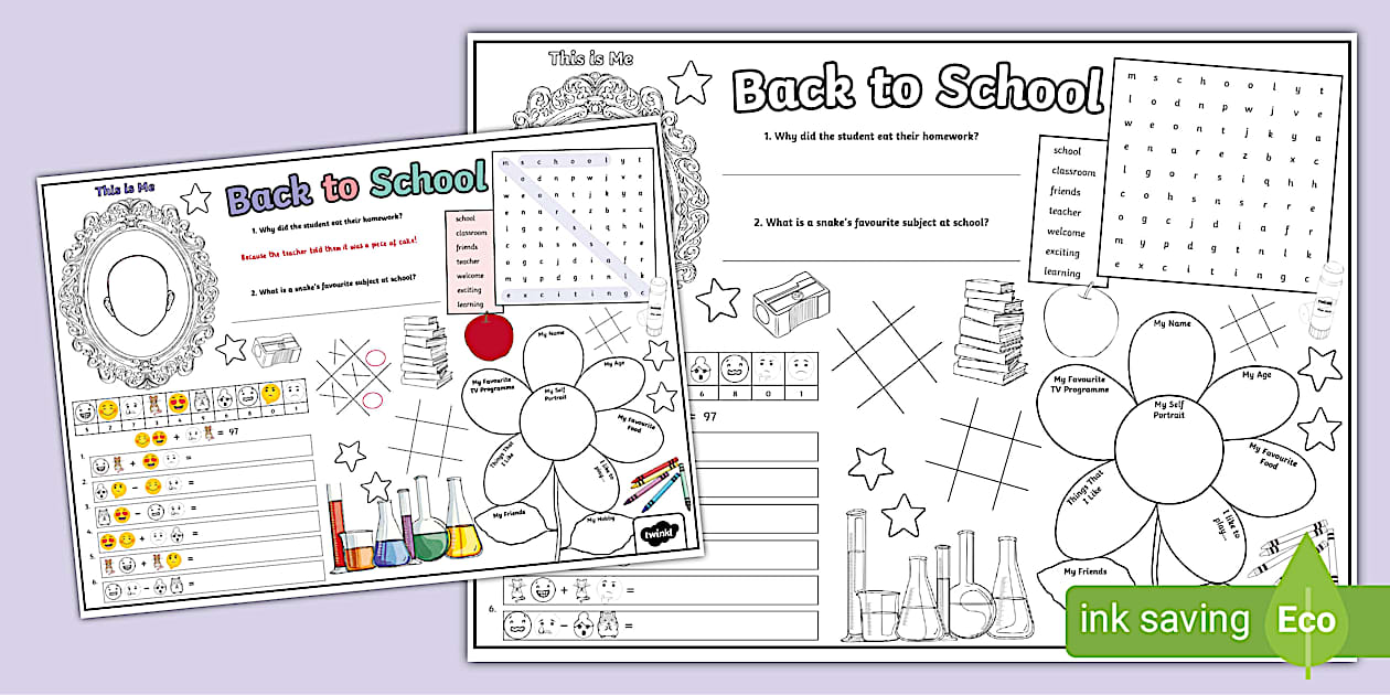 Back to School Activity Mat Years 3-4 (teacher made)