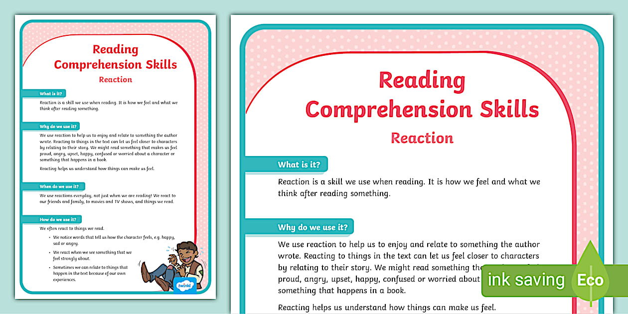 Reading Comprehension Skills: Reaction Poster (Year 3-4)