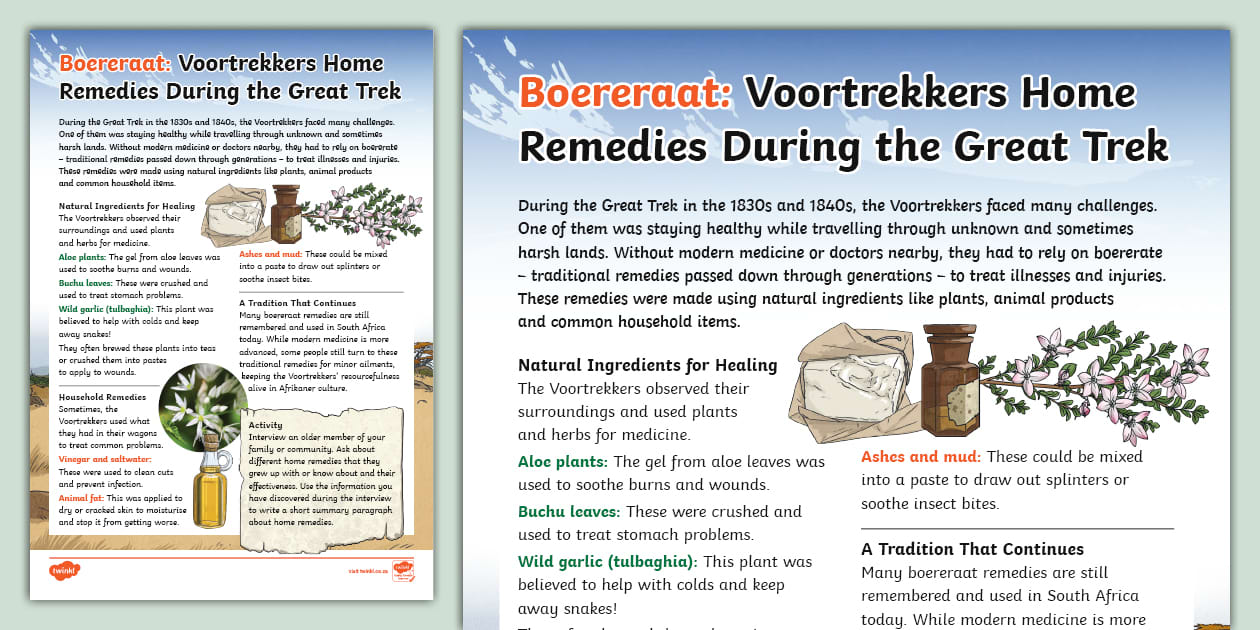 Boere Raad: Voortrekkers Home Remedies During the Great Trek