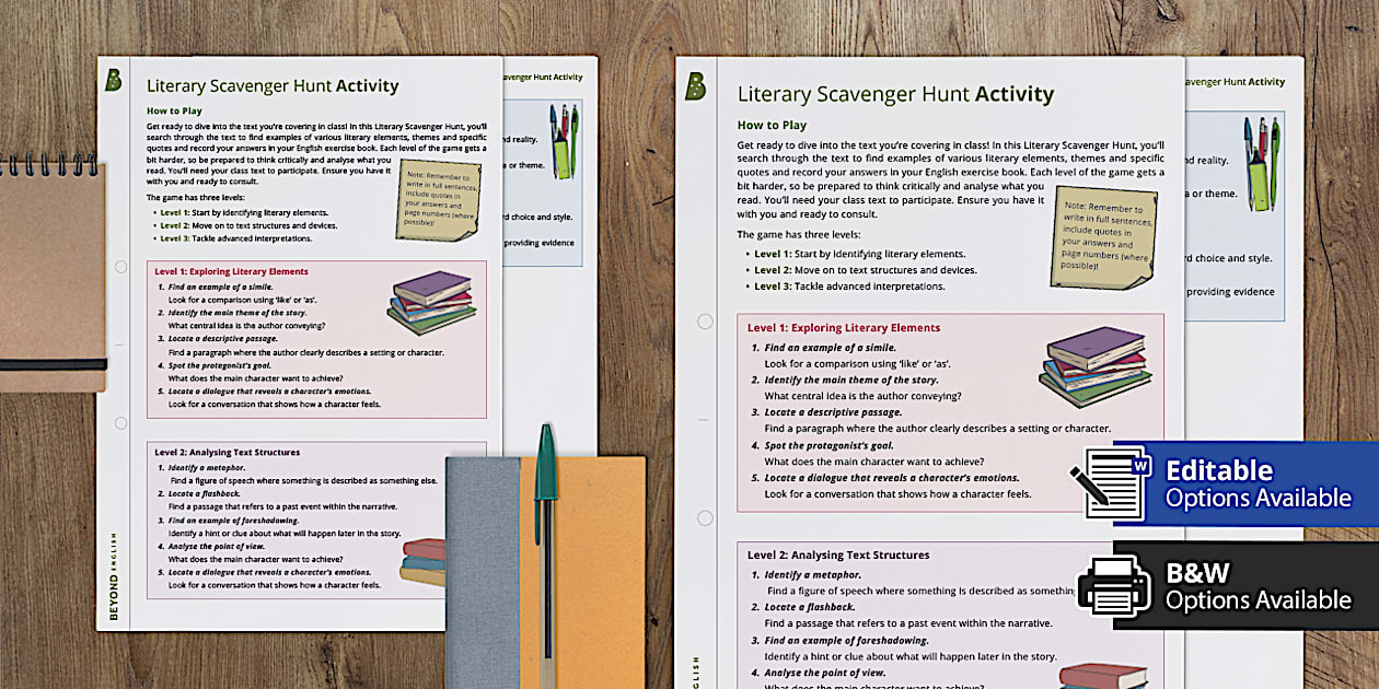 Literary Scavenger Hunt (professor feito) - Twinkl