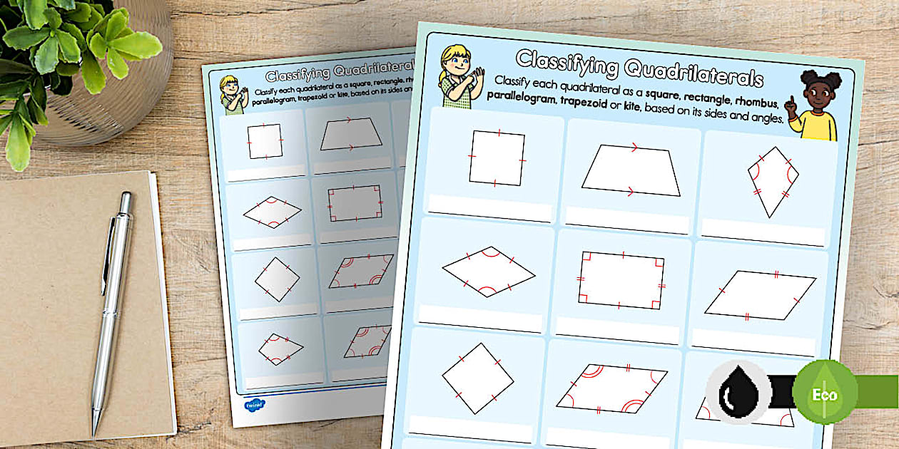 Classifying Quadrilaterals Worksheet | Shapes (teacher made)