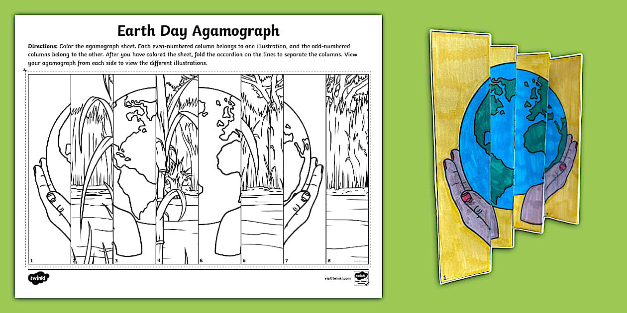 Earth Day Agamograph Craft (Teacher-Made) - Twinkl