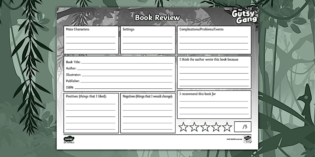 The Gutsy Gang Book Series – Book Review Template - Twinkl