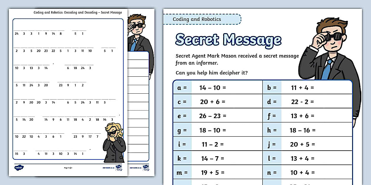 Grade 3 - Digital Concepts - Worksheet: Secret Message