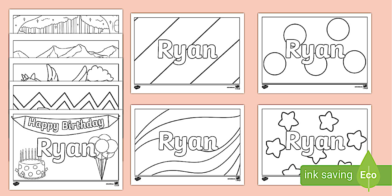 Ryan Name Simple Colouring Activity Sheet | Twinkl | KS1