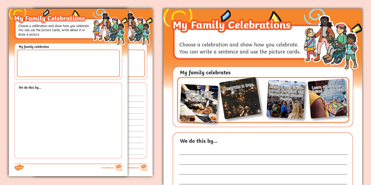 How My Family Celebrates Inclusion Worksheet (teacher made)