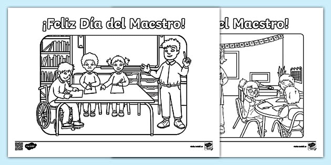 Hoja de colorear: Feliz Día del Maestro (teacher made)