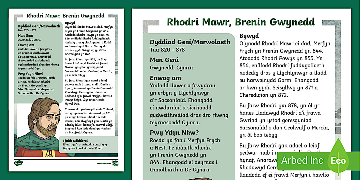 Ffeil Ffeithiau Rhodri Mawr (Hecho por educadores) - Twinkl
