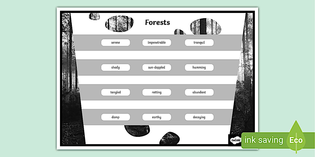 Forest Adjectives Word Mat (teacher made) - Twinkl