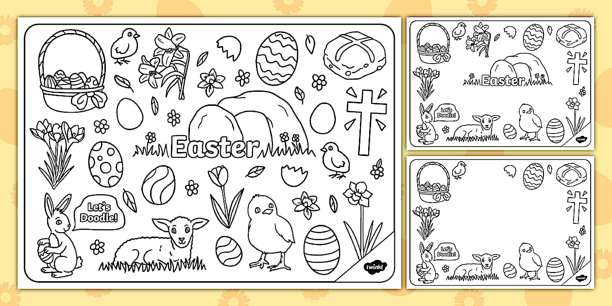 Let's Doodle About Easter Colouring Pages - Twinkl