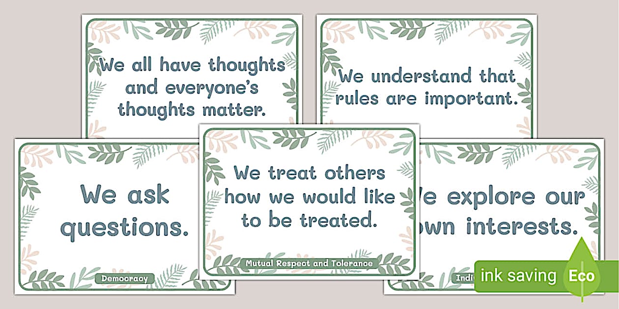 EYFS British Values Botanical-Themed Posters - Twinkl