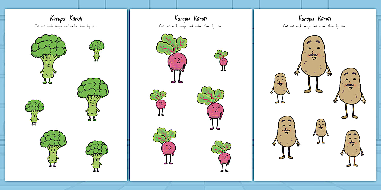 Carrot Club/Karapu Kāroti Size Ordering - Twinkl