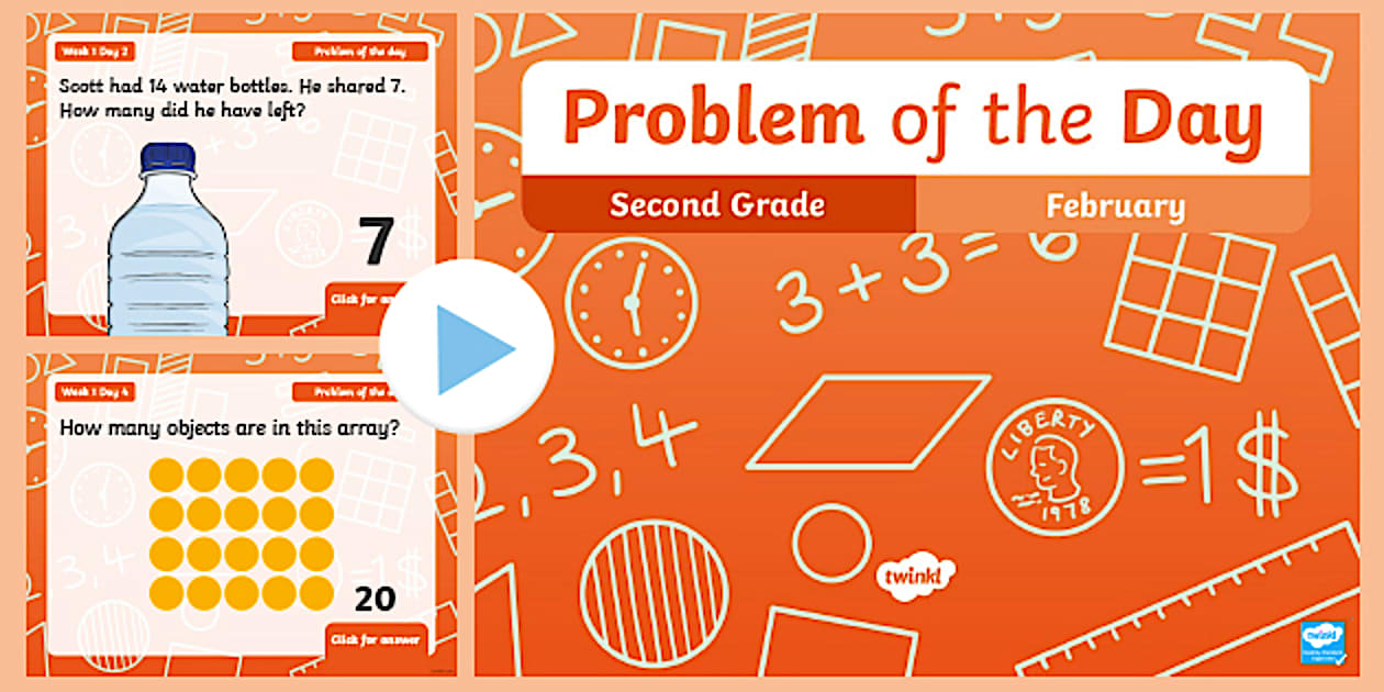 Second Grade Math Problem of the Day - February PowerPoint