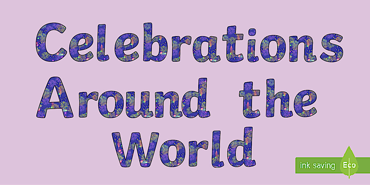 Cursive Celebrations Around the World Title Display Lettering