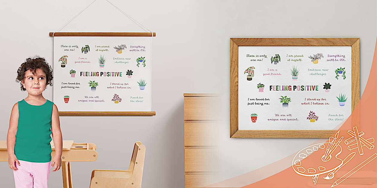 Feeling Positive Daily Affirmations Botanical-Themed Poster