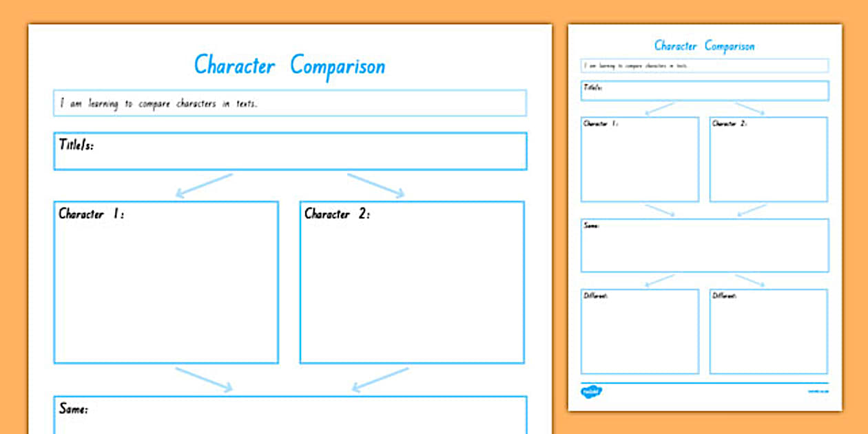 Editable Character Comparison Web Worksheet - Twinkl