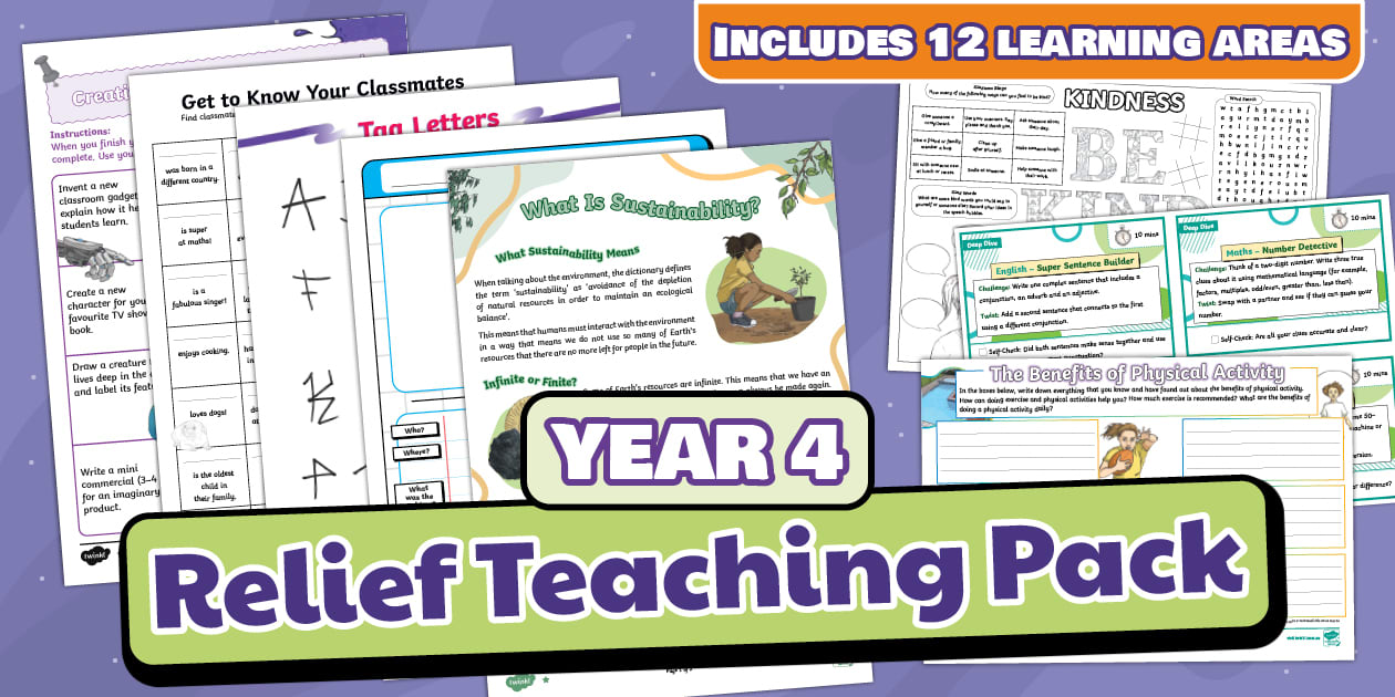 Year 4 Relief Teaching Pack | Low Prep Classroom Activities