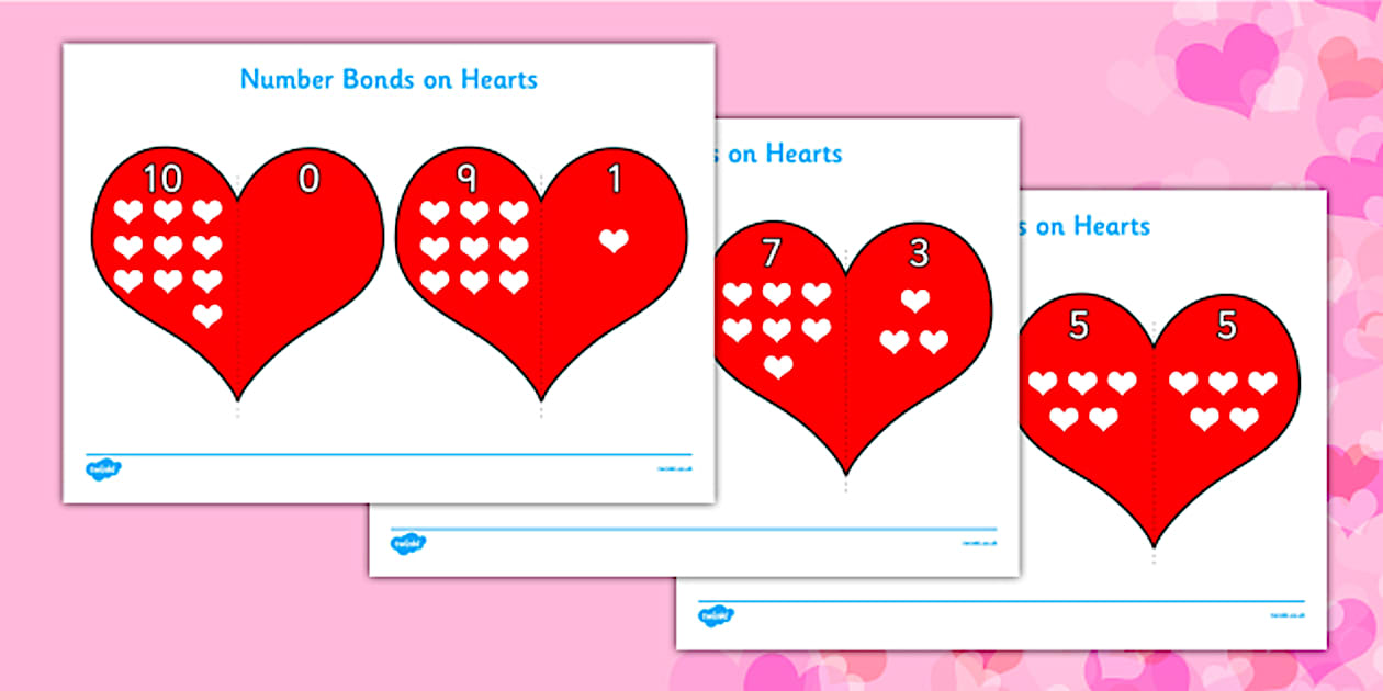 Valentine's Day Number Bonds to 10 on Hearts - valentines day