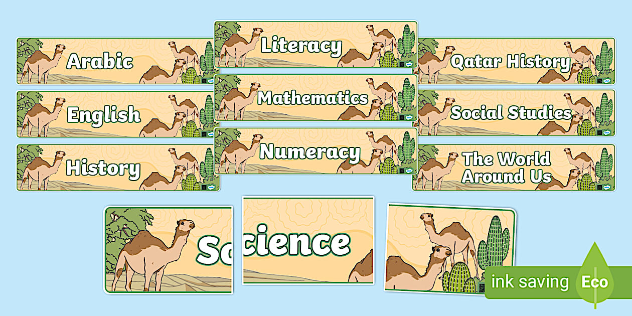 Camel Themed Subject Display Banners (teacher made) - Twinkl