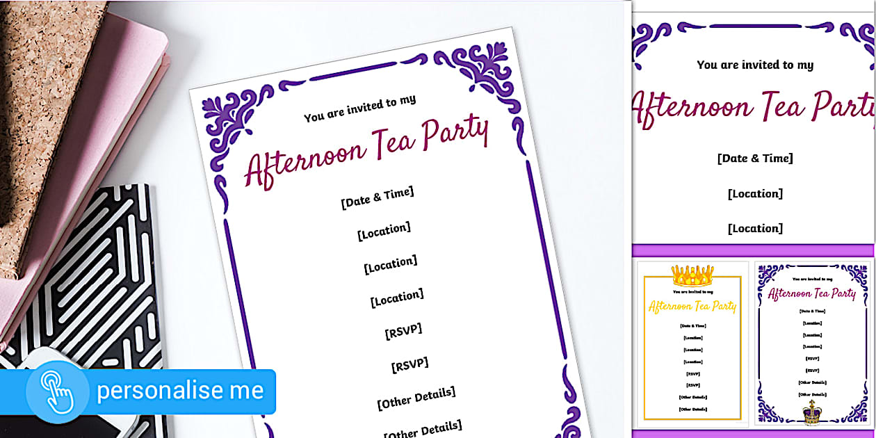 Royal Tea Party Editable Invitations | Twinkl Party - Twinkl