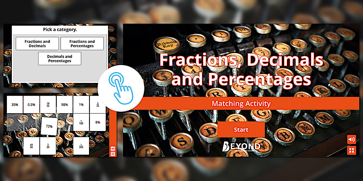 👉 Fractions, Decimals and Percentages Matching Activity