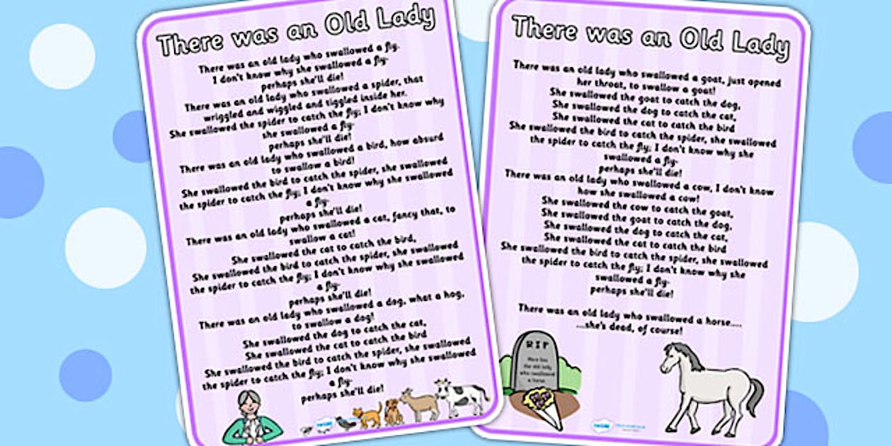There was an Old Lady Nursery Rhyme Poster - Twinkl