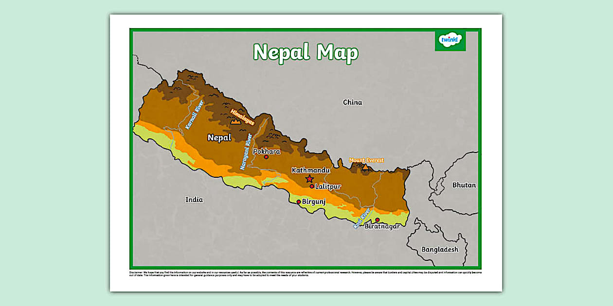 KS2 Nepal Display Map - Twinkl - Geography
