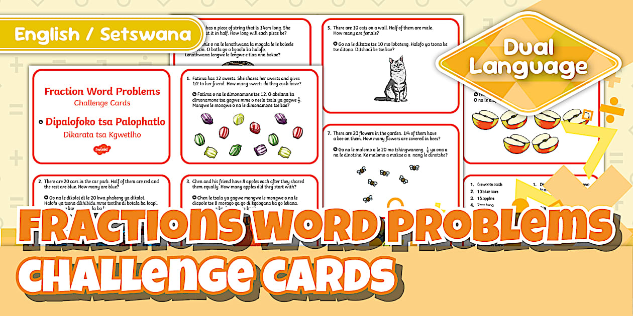 Grade 4 Maths - Term 3 - Fractions Word Problems Maths Challenge Cards