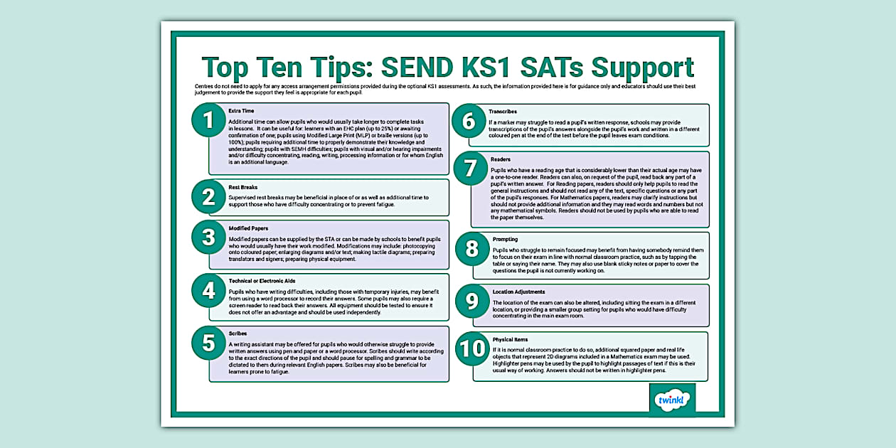 Top Tips for Supporting Learners with SEND during SATs - KS1